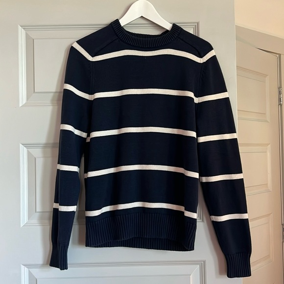 J. Crew | Sweaters | Jcrew Mens Knit Sweater Navy White Stripes | Poshmark